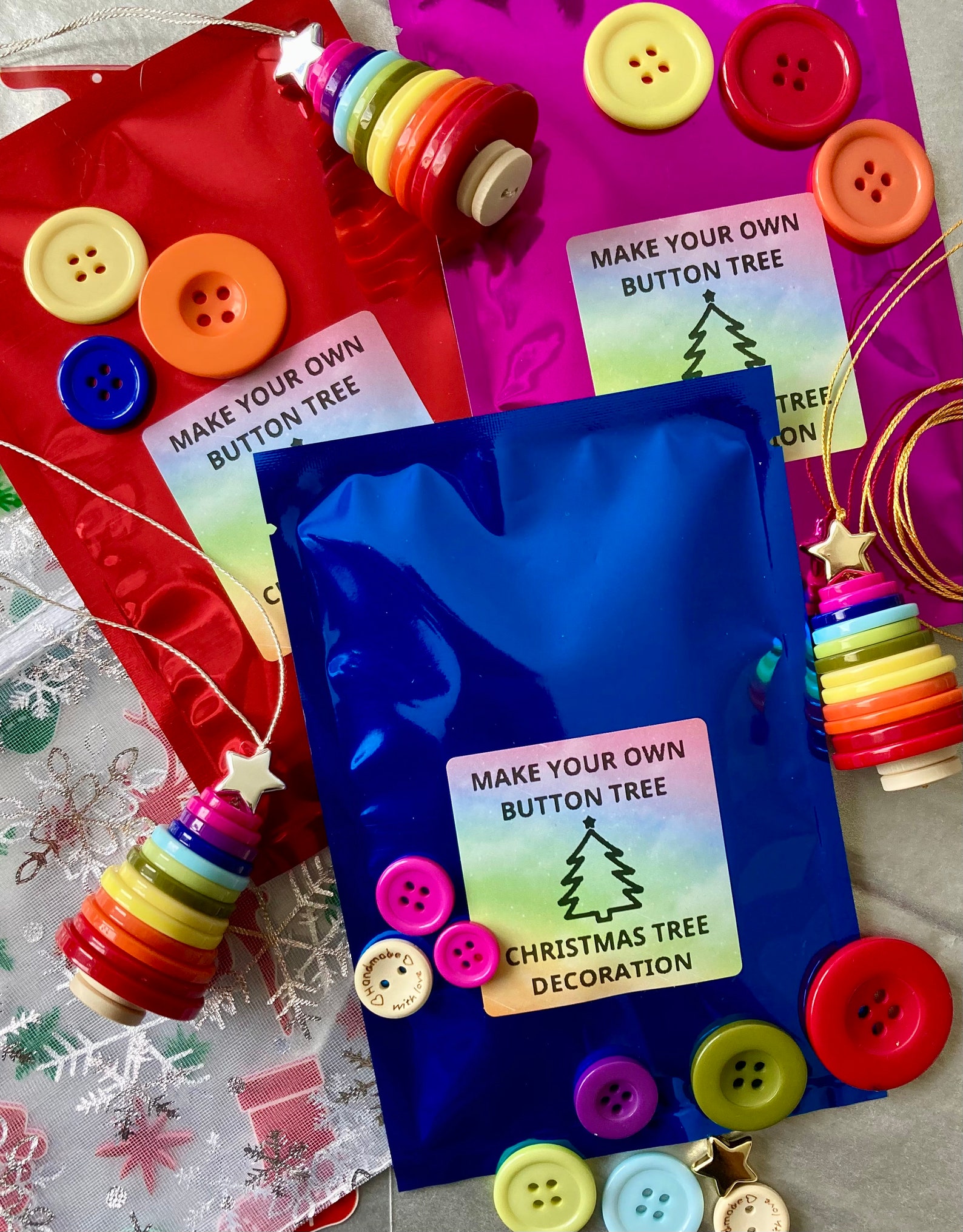 3 X RAINBOW DIY Button Tree Decoration Kits, Fun for All Ages. Perfect ...