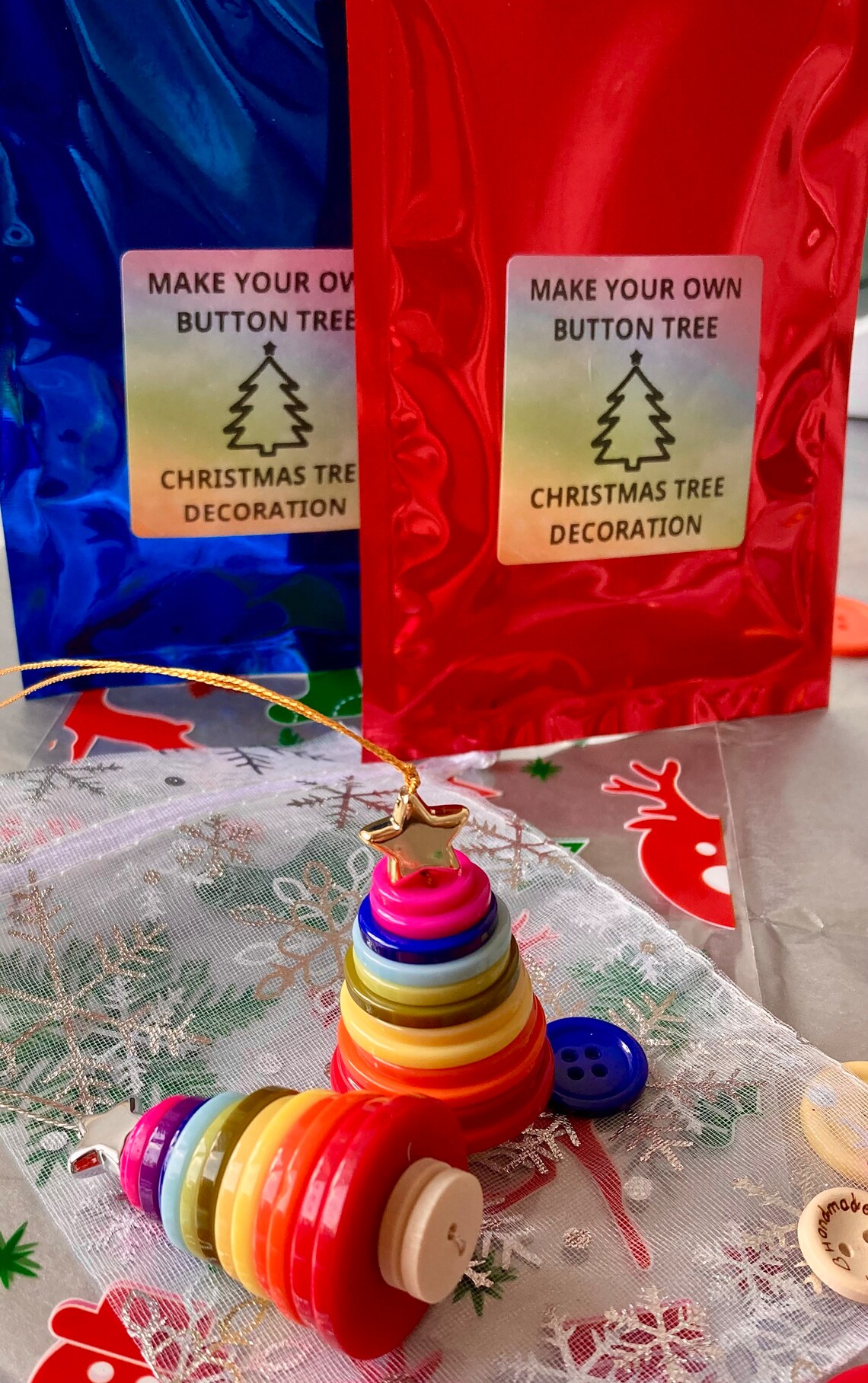3 X RAINBOW DIY Button Tree Decoration Kits, Fun for All Ages. Perfect ...