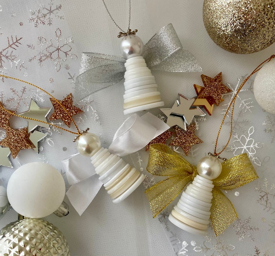 3 X ANGEL Button Tree Decoration Craft Kits, Mess Free Fun for All Ages ...