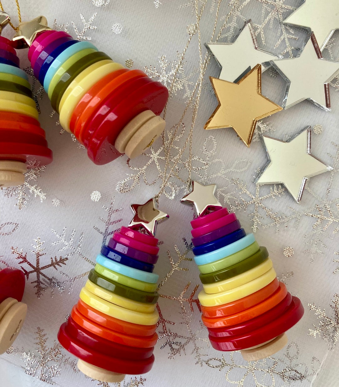 3 X RAINBOW DIY Button Tree Decoration Kits, Fun for All Ages. Perfect ...