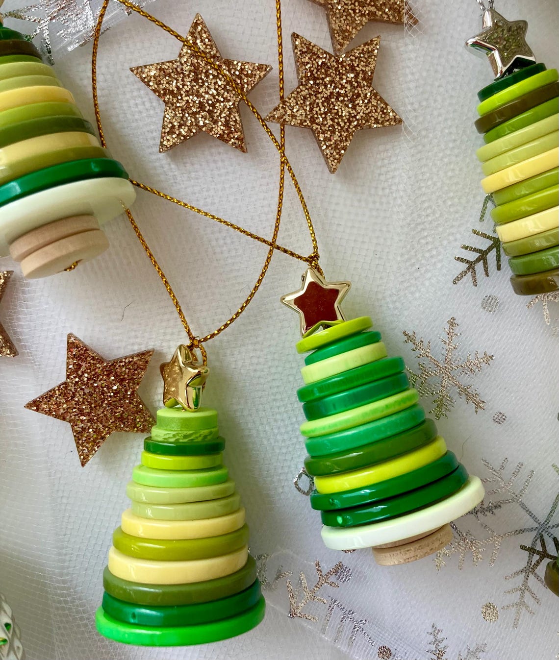3 X GREEN DIY Button Tree Decoration Kits, Fun for All Ages. Perfect ...