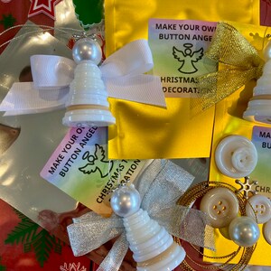 3 X ANGEL Button Tree Decoration Craft Kits, Mess Free Fun for All Ages ...