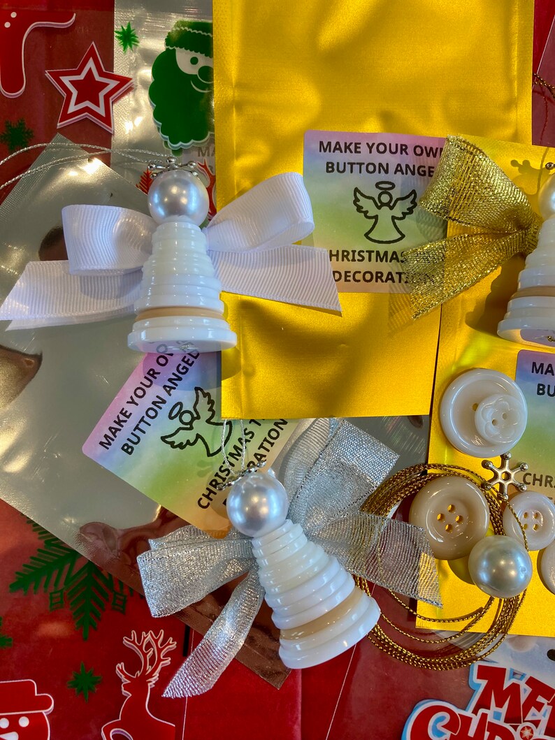 3 X ANGEL Button Tree Decoration Craft Kits, Mess Free Fun for All Ages ...