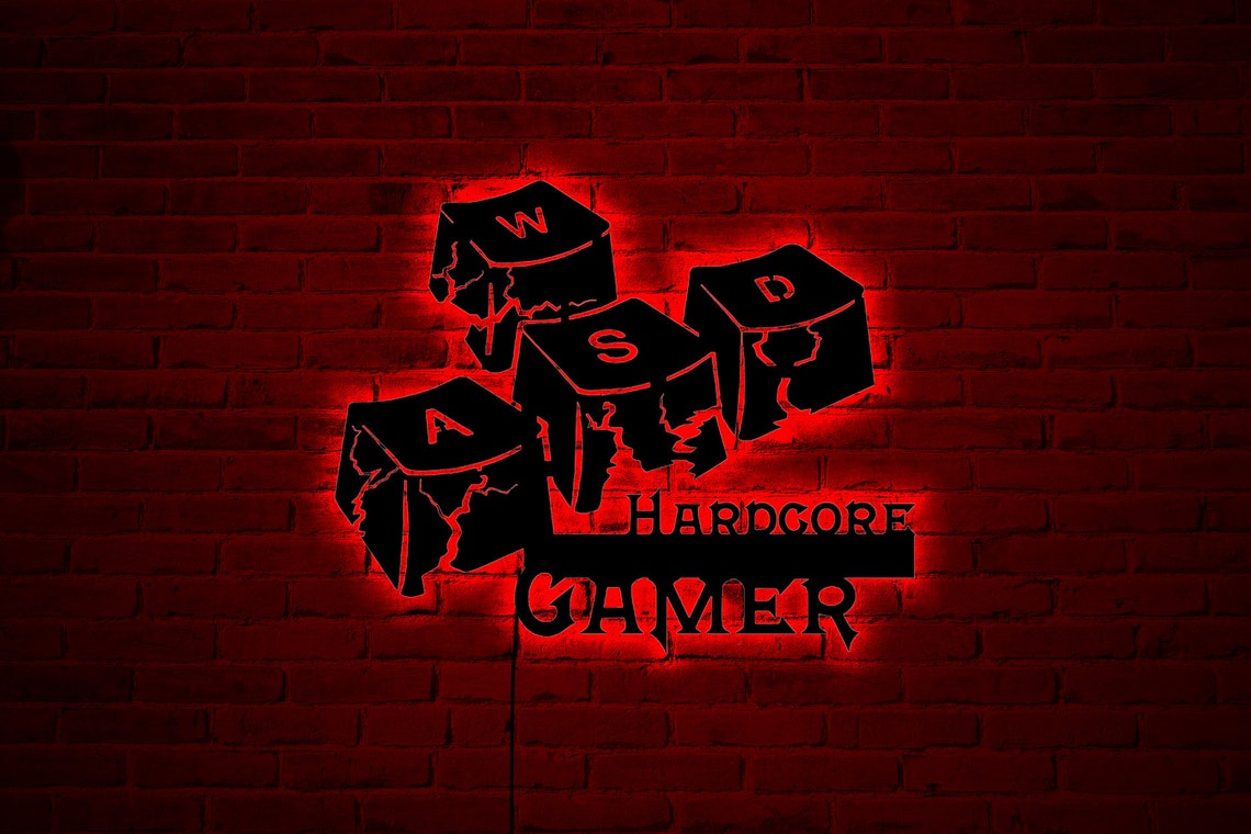 WASD Gaming Keyboard Wood Wall Art With Rgb Led Light Gamer - Etsy
