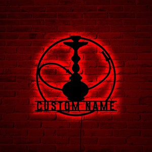 Custom Shisha Hookah Wood Wall Art With Rgb Led Light, Custom Shisha ...