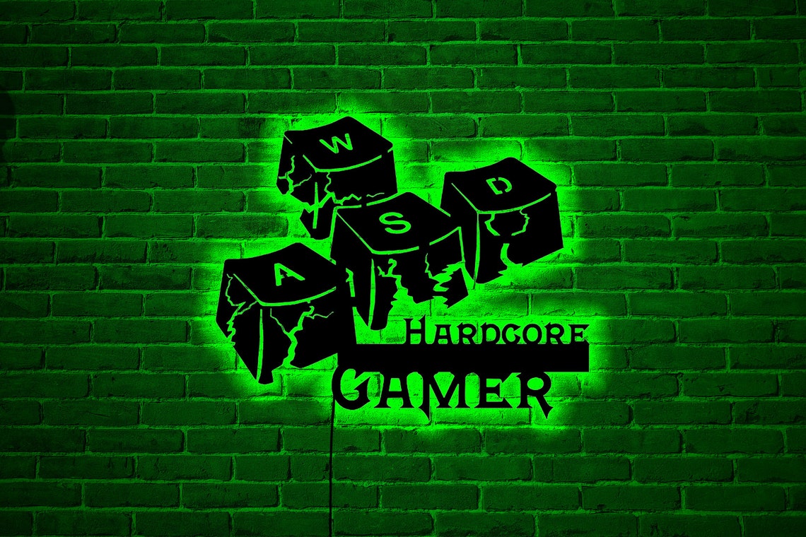 WASD Gaming Keyboard Wood Wall Art With Rgb Led Light Gamer - Etsy