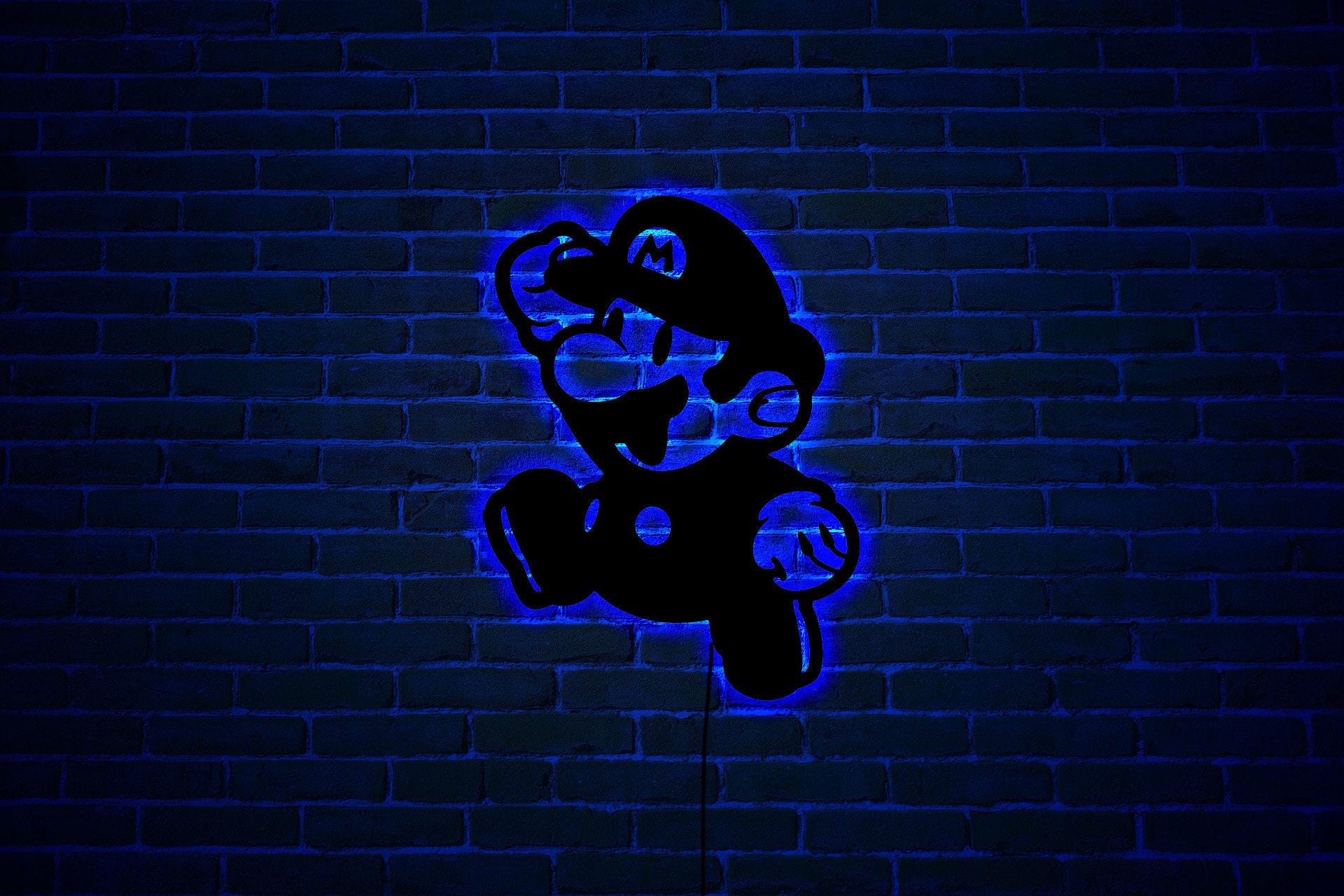 Super Mario Wood Wall Art With Rgb Led Light, Mario Home Decor, Mario ...