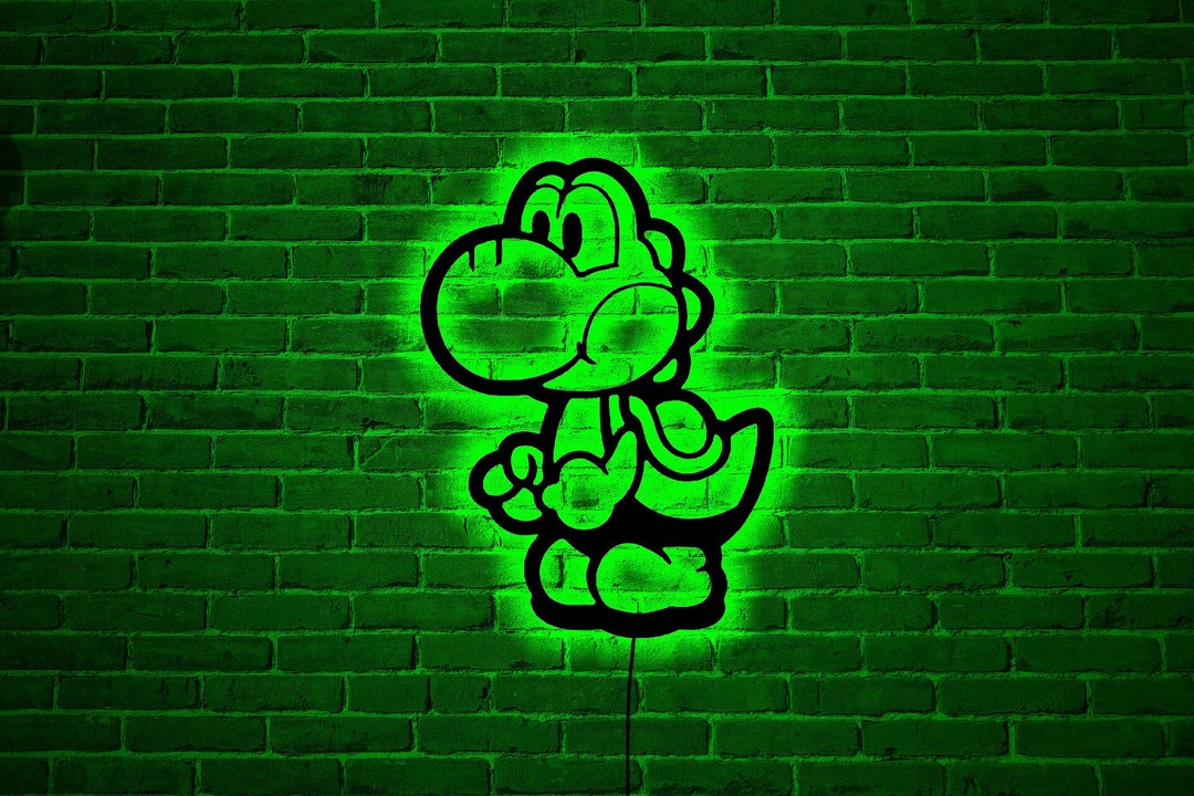 Yoshi Wood Wall Art With Rgb Led Light, Yoshi Room Decor, Yoshi Neon ...
