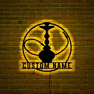 Custom Shisha Hookah Wood Wall Art With Rgb Led Light, Custom Shisha ...