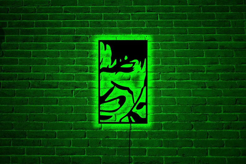 Hulk Wood Wall Art With Rgb Led Light, Hulk Home Decor, Hulk Neon Sign ...