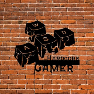 WASD Gaming Keyboard Wood Wall Art With Rgb Led Light, Gamer Room Decor ...