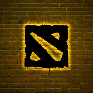 Dota 2 Wood Wall Art With Rgb Led Light, Dota 2 Room Decor, Dota Neon ...