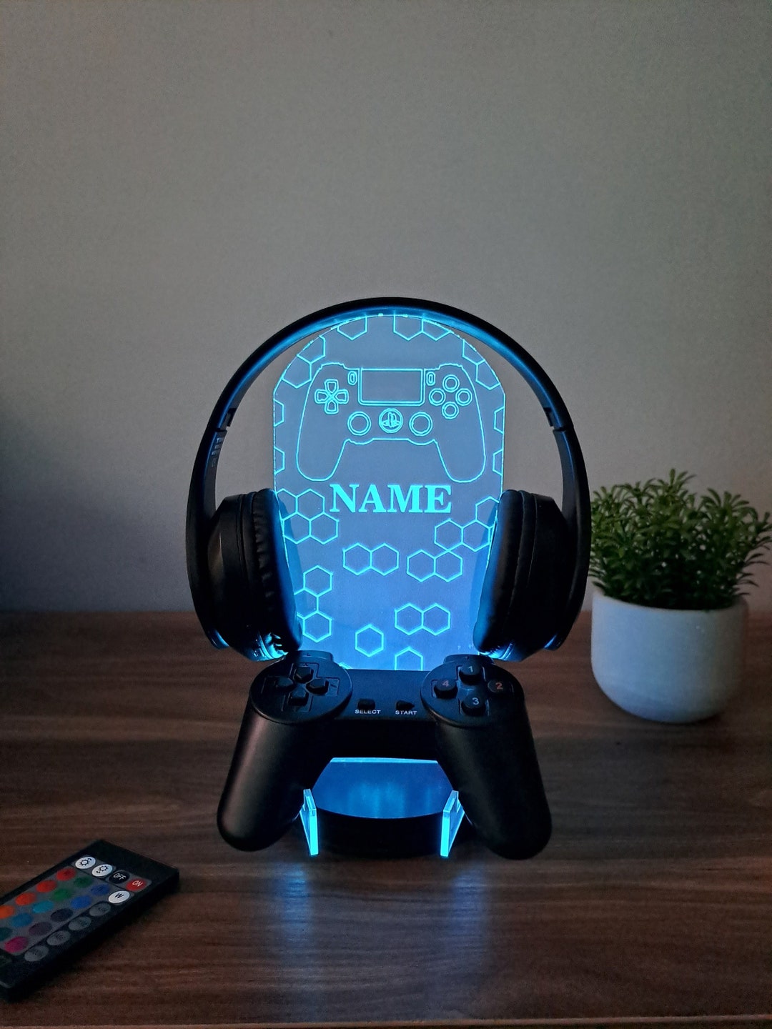 Personalized Controller and Headphone Stand / Gift for Gamers / RGB ...