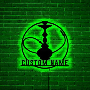 Custom Shisha Hookah Wood Wall Art With Rgb Led Light, Custom Shisha ...