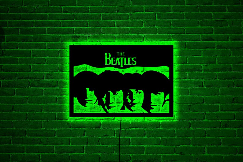The Beatles Wood Wall Art With Rgb Led Light, the Beatles Home Decor ...