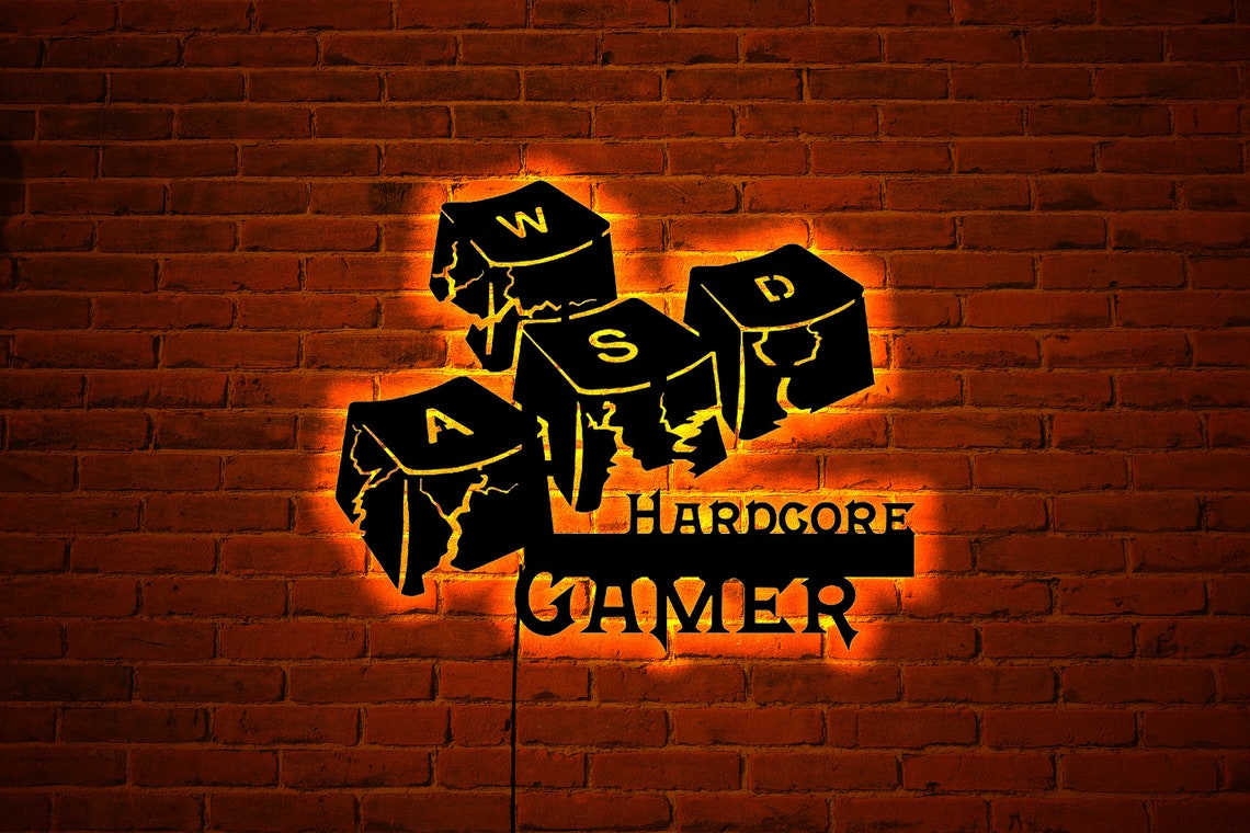 WASD Gaming Keyboard Wood Wall Art With Rgb Led Light Gamer - Etsy