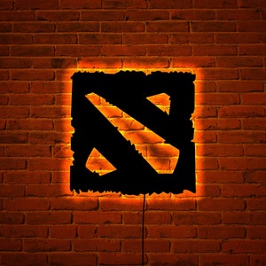Dota 2 Wood Wall Art With Rgb Led Light, Dota 2 Room Decor, Dota Neon ...