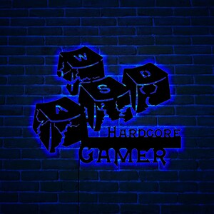 WASD Gaming Keyboard Wood Wall Art With Rgb Led Light, Gamer Room Decor ...