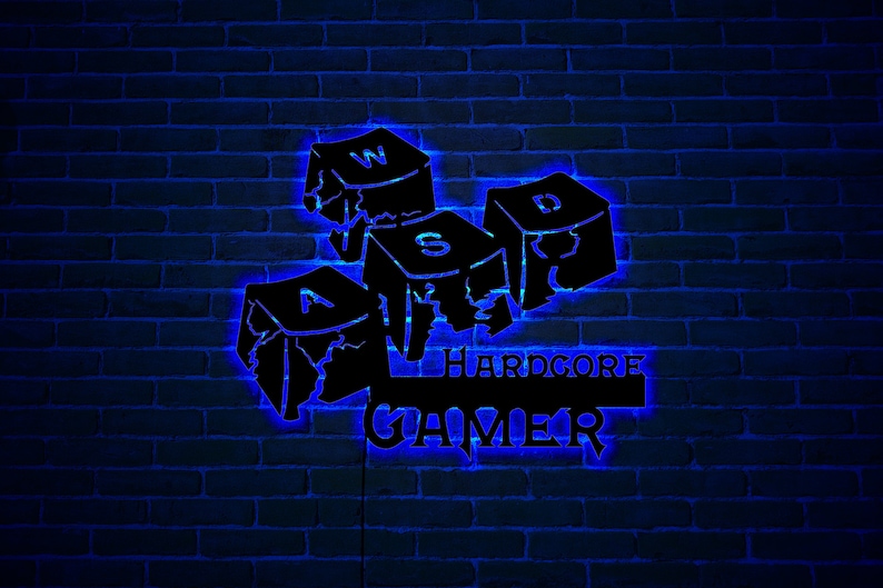WASD Gaming Keyboard Wood Wall Art With Rgb Led Light Gamer - Etsy