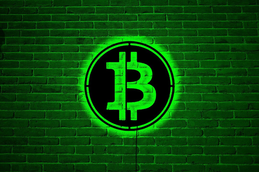 BTC Bitcoin Wood Wall Art With Rgb Led Light, Bitcoin Home Decor ...