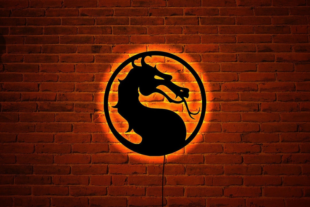 Mortal Kombat Wood Wall Art With Rgb Led Light, Mortal Kombat Home Decor, Mortal Kombat Neon ...