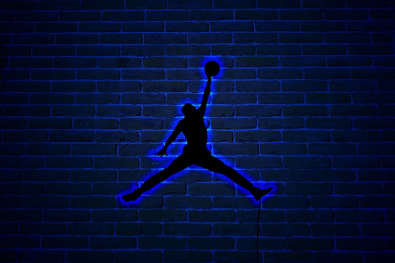 Michael Jordan Wood Wall Art With Rgb Led Light, Michael Jordan Home ...