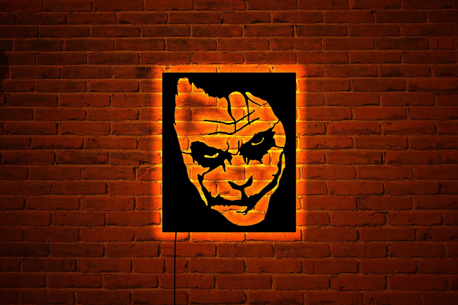 Joker Heath Ledger Wood Wall Art With Rgb Led Light, Joker Room Decor ...