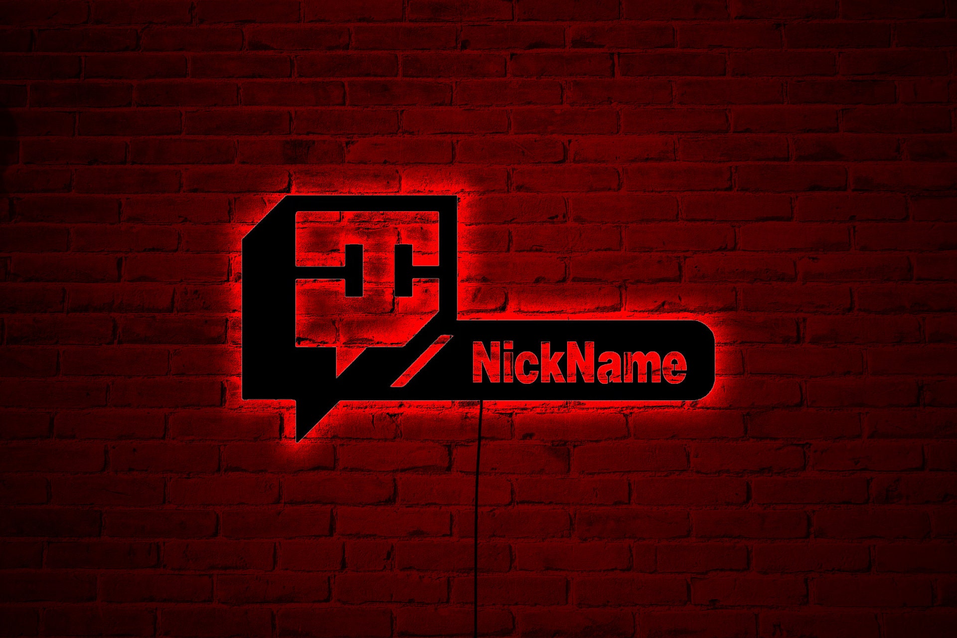 Custom Twitch Nametag Wood Wall Art With Rgb Led Light, Custom Twitch ...