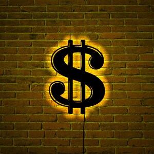 Dollar Wood Wall Art With Rgb Led Light, Dollar Home Decor, Dollar ...