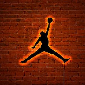 Michael Jordan Wood Wall Art With Rgb Led Light, Michael Jordan Home ...