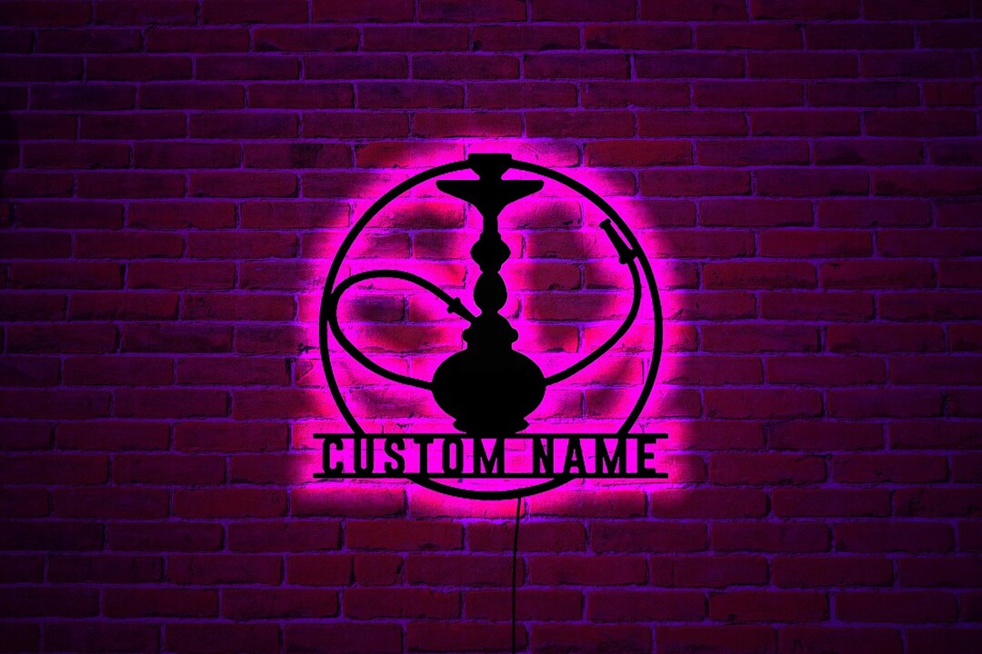Custom Shisha Hookah Wood Wall Art With Rgb Led Light, Custom Shisha ...