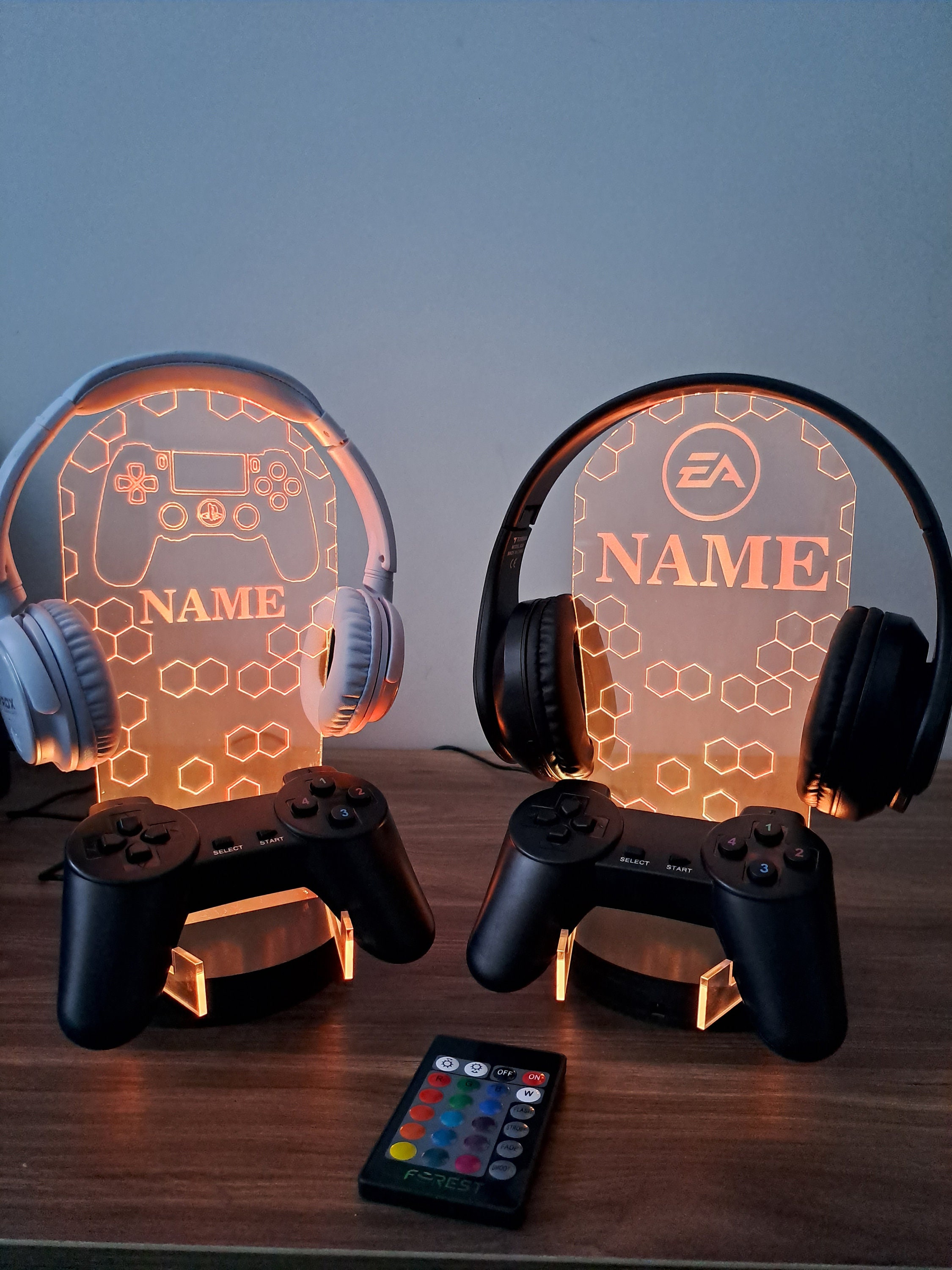 Personalized Controller and Headphone Stand / Gift for Gamers / RGB ...
