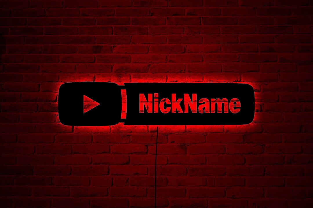 Custom Youtube Nametag Wood Wall Art With Rgb Led Light, Custom Youtube ...