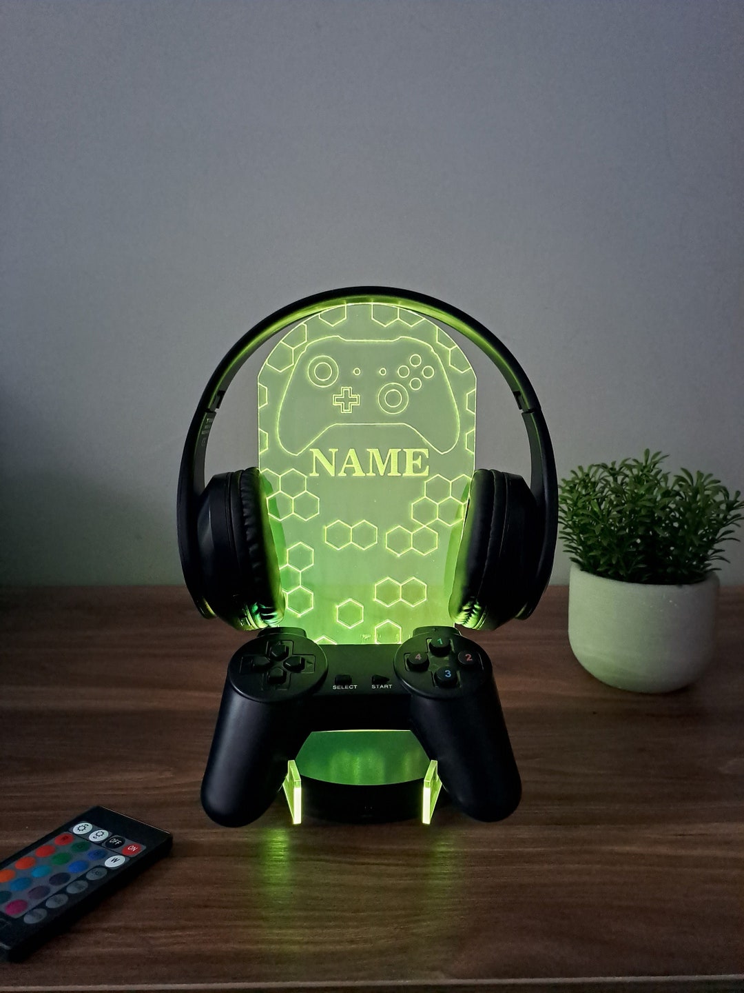 Personalized Controller and Headphone Stand / Gift for Gamers / RGB ...