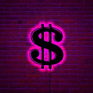 Dollar Wood Wall Art With Rgb Led Light, Dollar Home Decor, Dollar ...