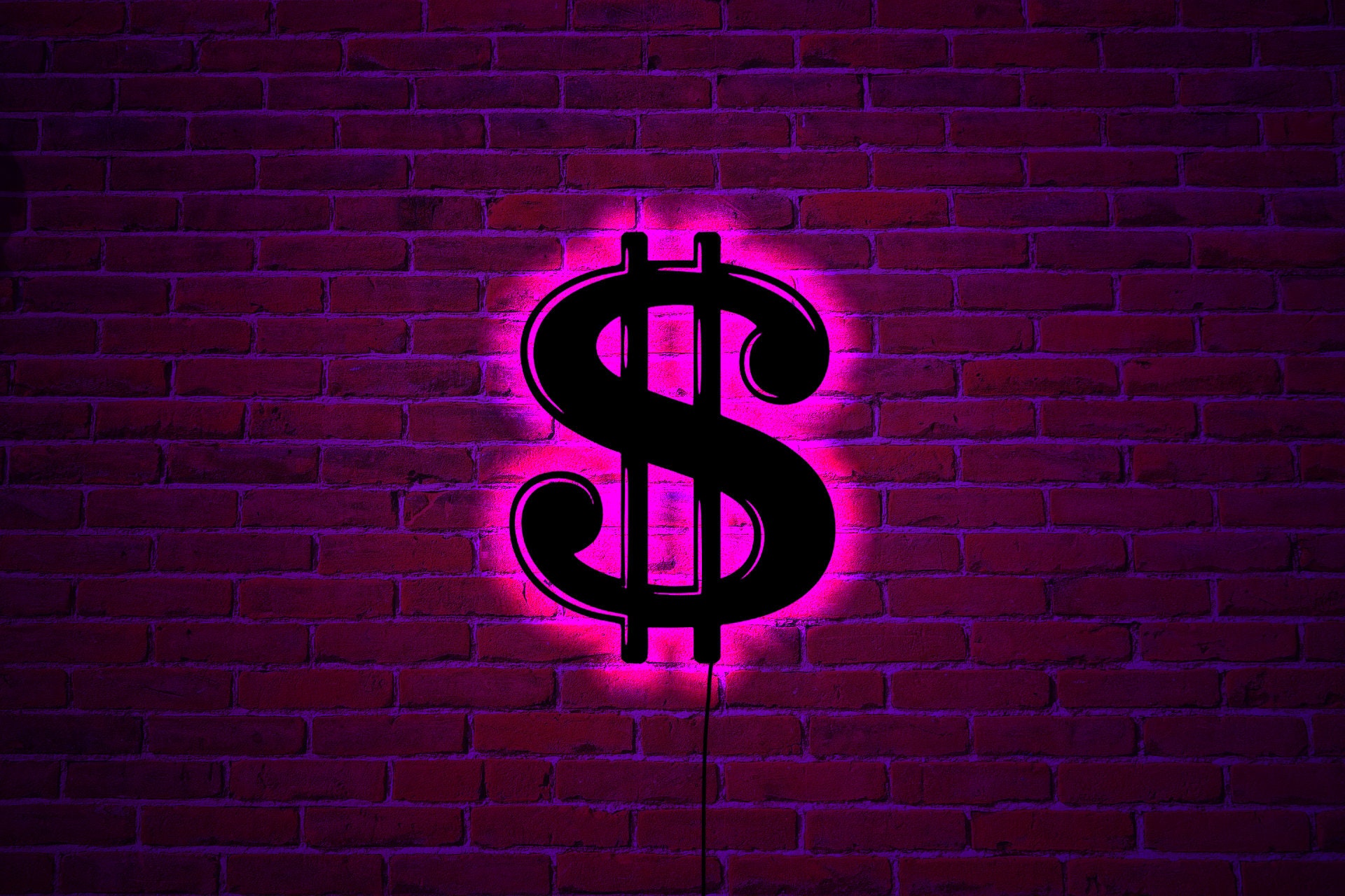 Dollar Wood Wall Art With Rgb Led Light, Dollar Home Decor, Dollar ...