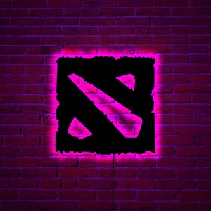 Dota 2 Wood Wall Art With Rgb Led Light, Dota 2 Room Decor, Dota Neon ...