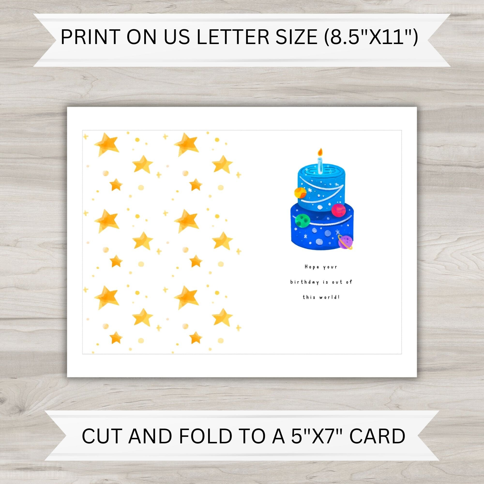 Space Themed Birthday Card Printable - Etsy