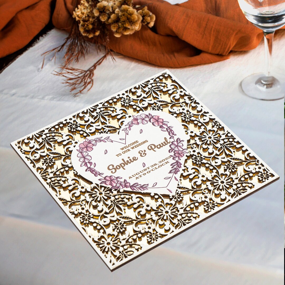 Wedding Invitation Custom Rustic Wooden Invıte Luxury Party Invitation ...