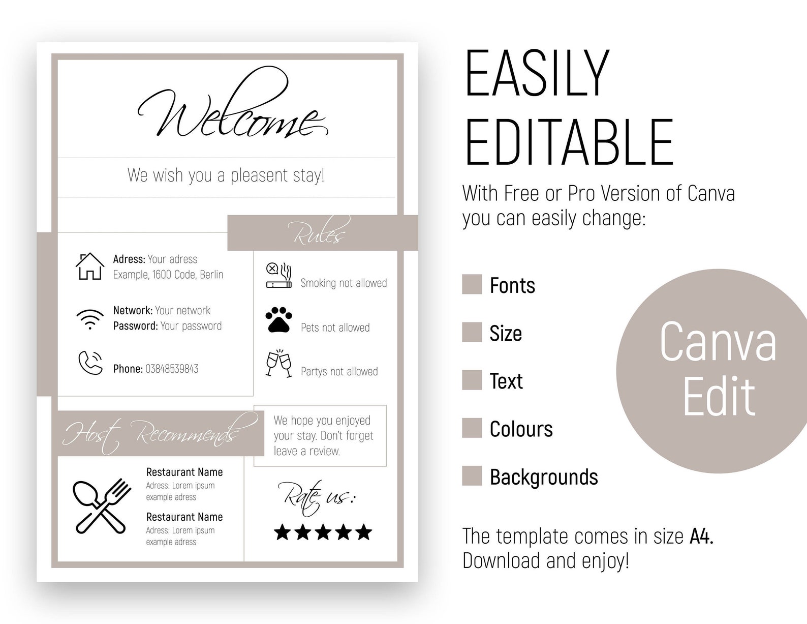 Airbnb Welcome Books Welcome Sign Template, Vacation Rental Printable ...