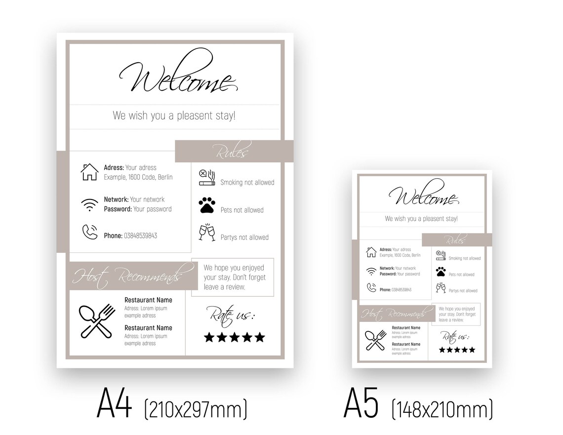 Airbnb Welcome Books Welcome Sign Template, Vacation Rental Printable ...