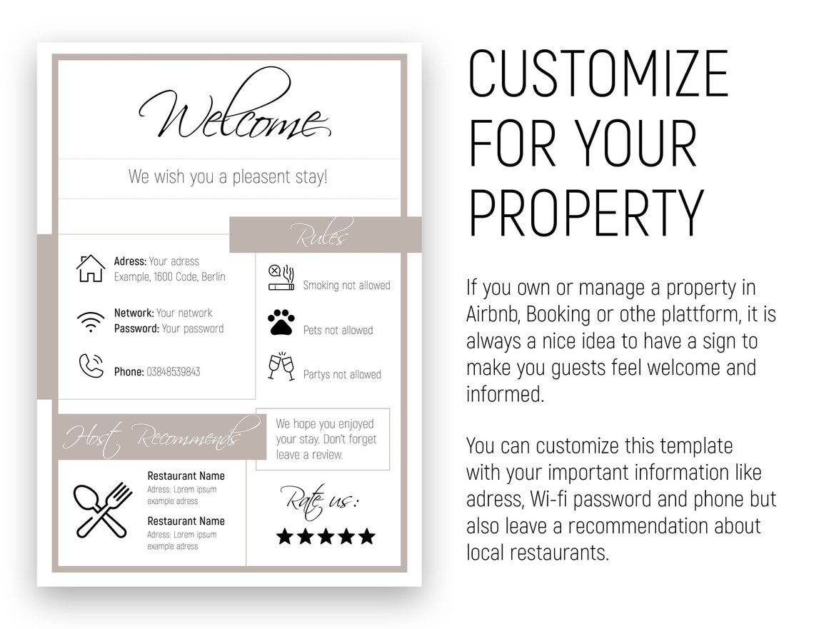 Airbnb Welcome Books Welcome Sign Template, Vacation Rental Printable ...