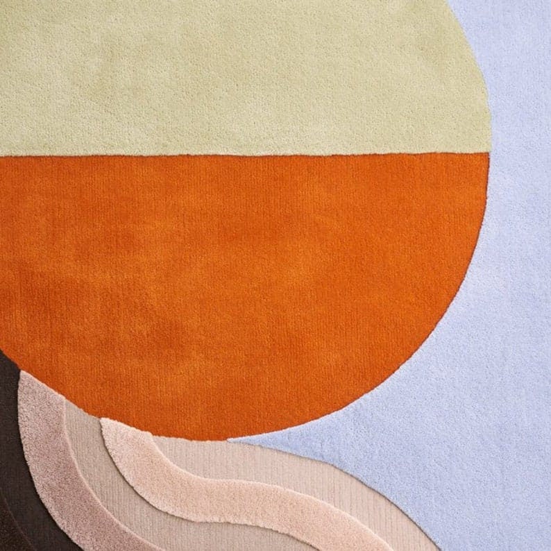 Wavy Gradient Rug Milky Pistachio and Yellow Hand Tufted 100% Wool ...