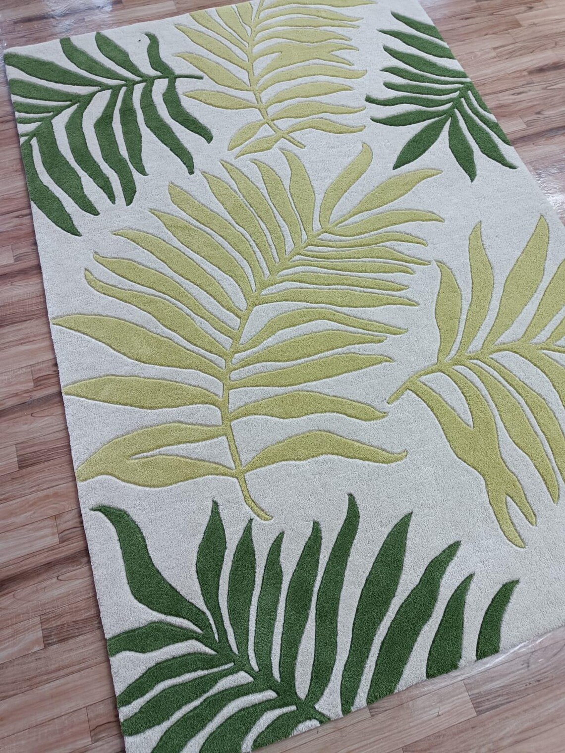 New Luxurious Palm Leaf Pattern Hand Tufted Rug Hand Made Wool Rug Rug ...