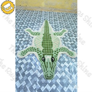 New Green Hand Tufted Crocodile Skin Pattern Handmade Wool Rug Rug for ...