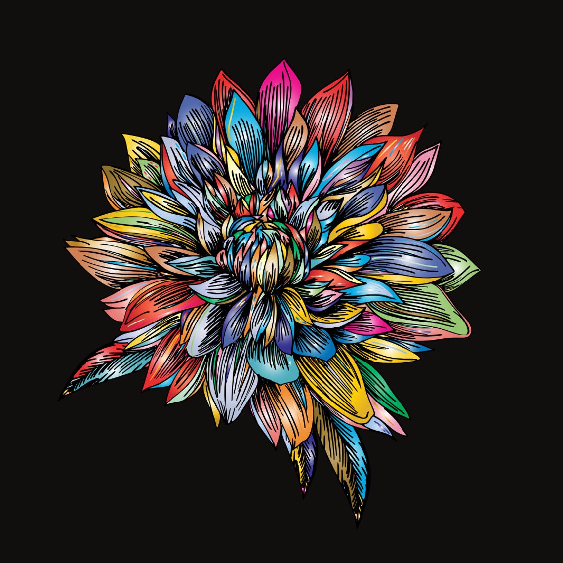 Multi-colored Flower Art Print Colorful Flower Wall Art Printable ...