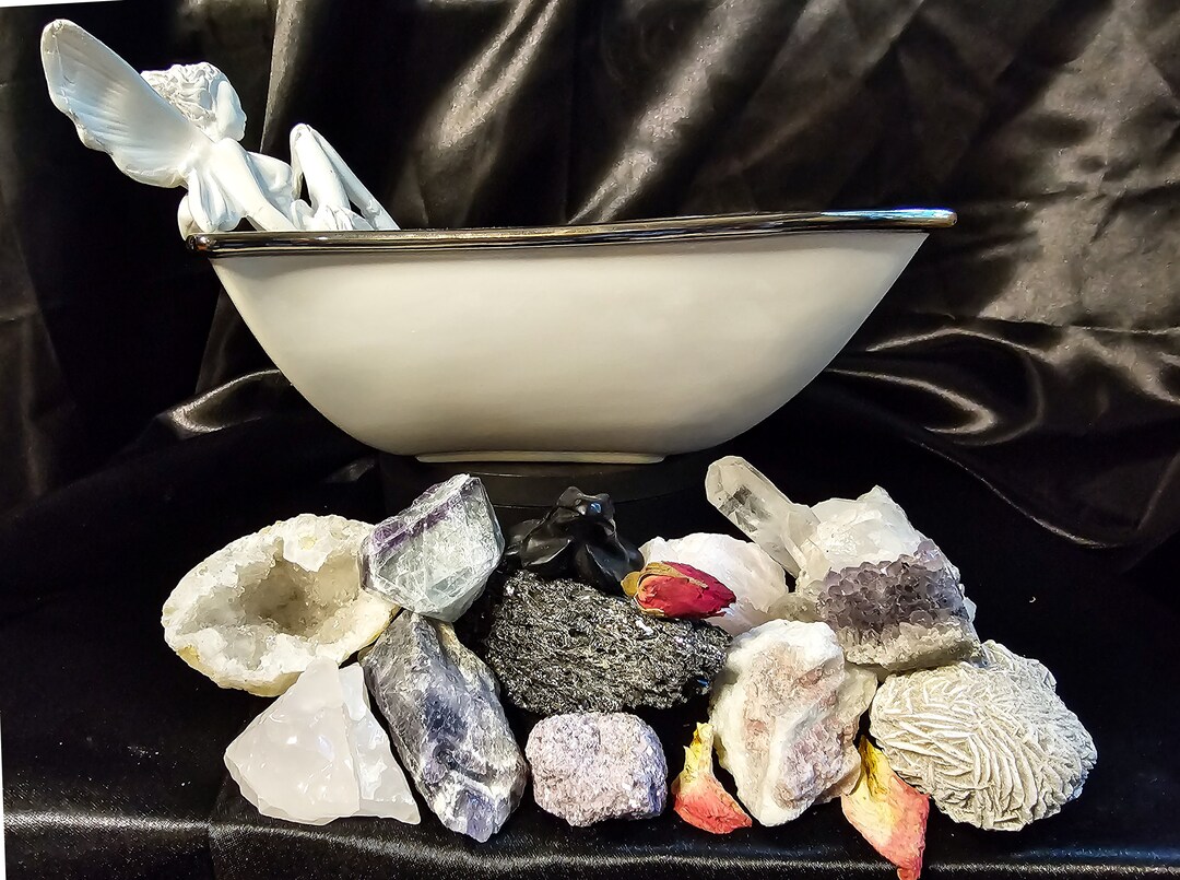 Healing Crystals Intention Bowl in White Ceramic Dish Packed With ...