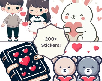 Valentine's Day Digital Stickers, Valentines Stickers, Pink Digital ...