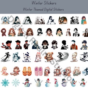 Winter Digital Stickers | Winter Stickers | Seasonal Stickers ...