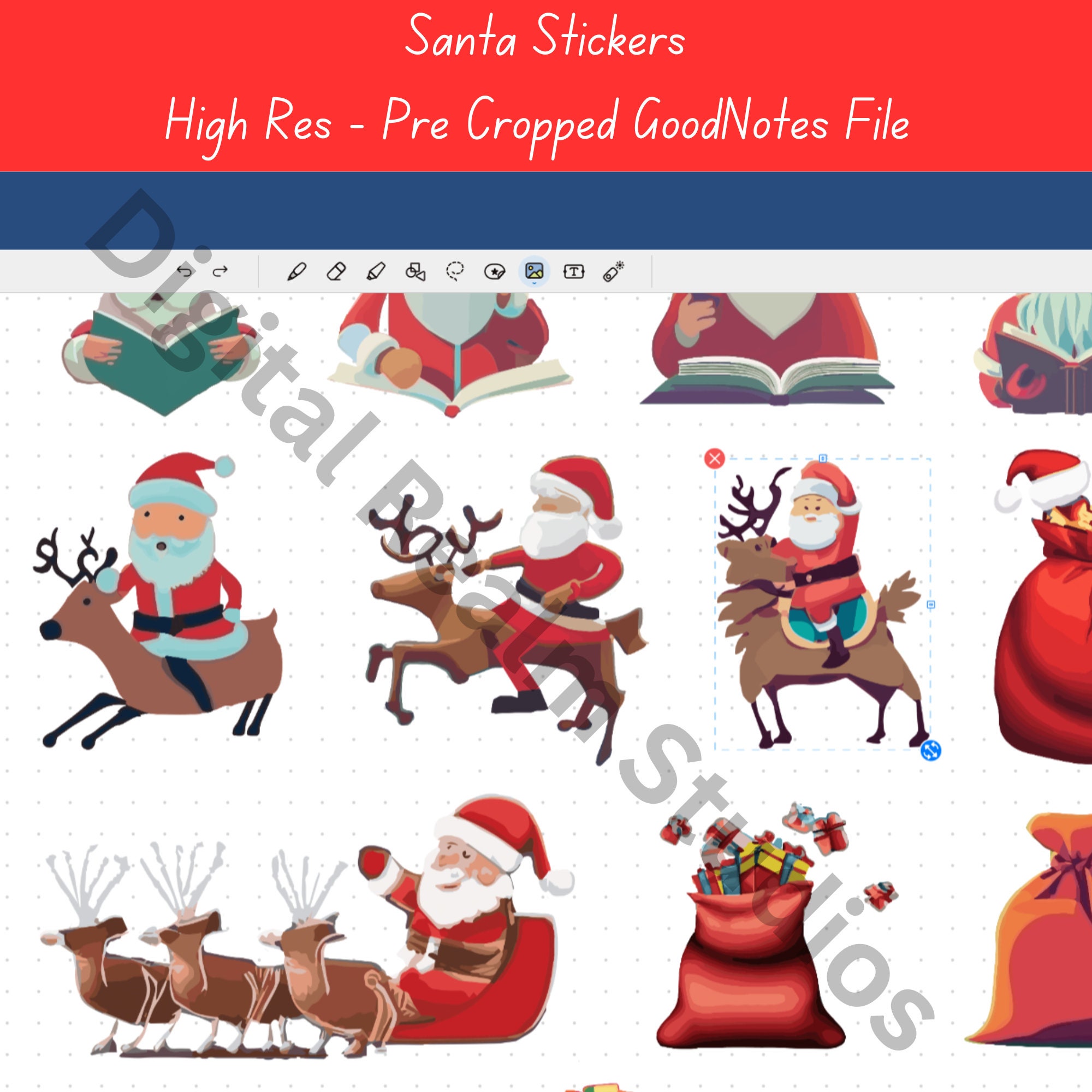 Santa Digital Stickers | Christmas Stickers | Holiday Stickers ...